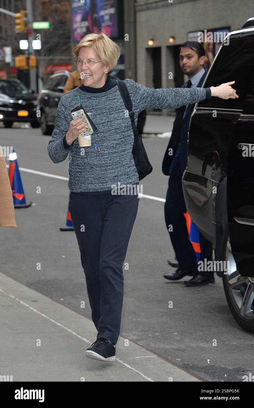 Elizabeth Warren arriving to tape an appearance on 'The Late Show with ...
