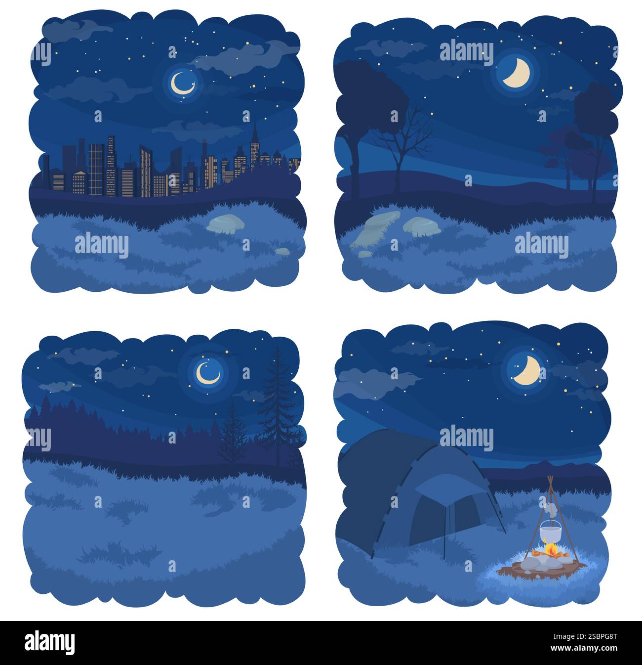 Panoramic view evening light Cut Out Stock Images & Pictures - Alamy