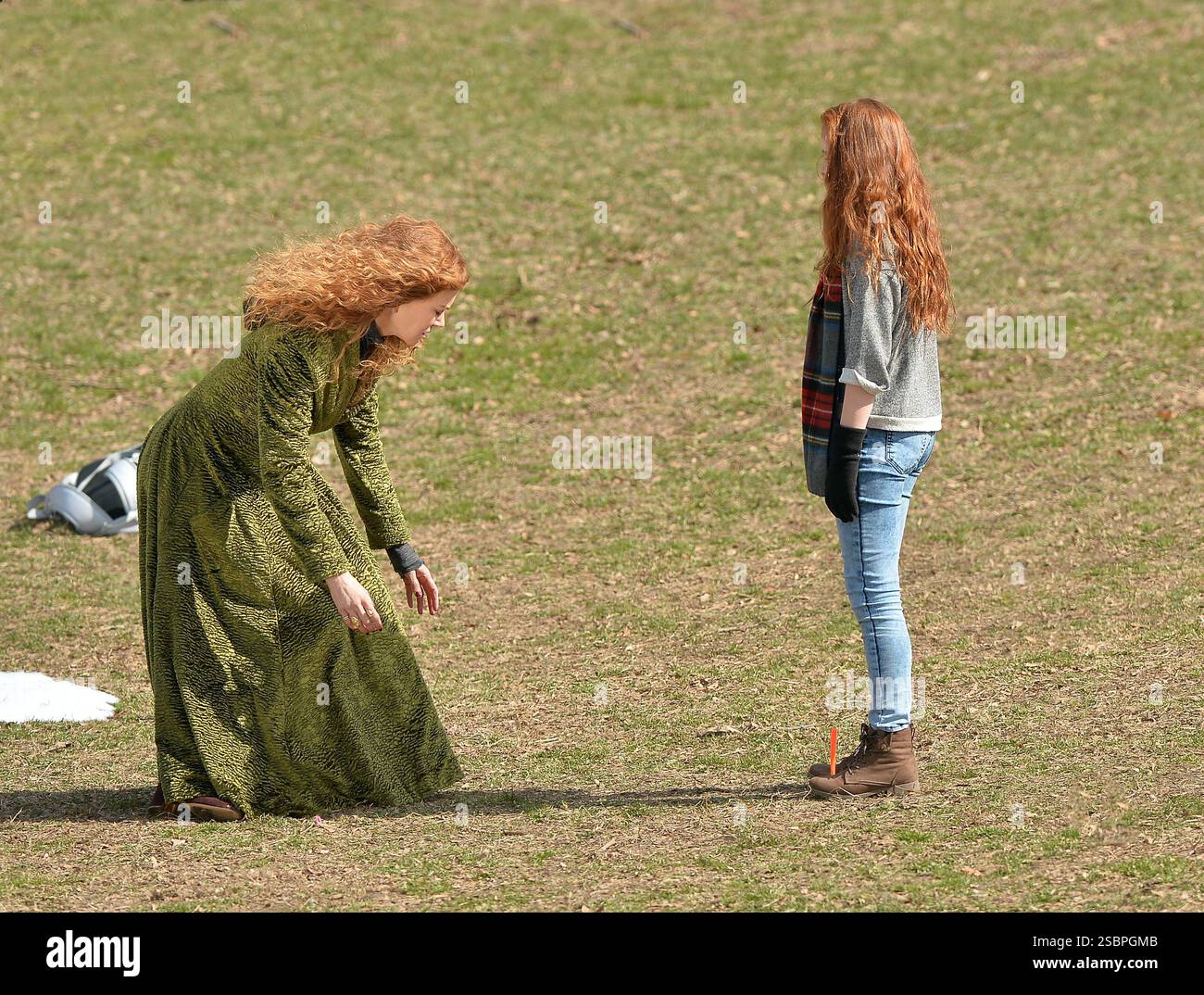 Actor Nicole Kidman shoots a scene in which her character faints on the ...
