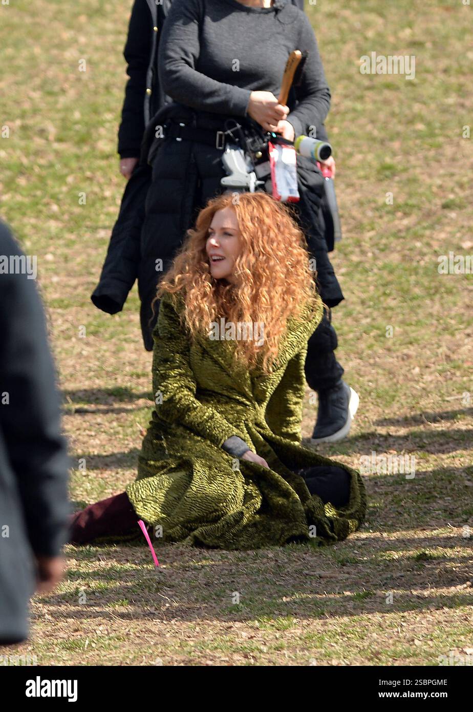 Actor Nicole Kidman shoots a scene in which her character faints on the ...