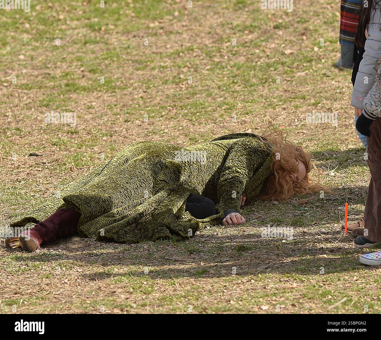 Actor Nicole Kidman shoots a scene in which her character faints on the ...