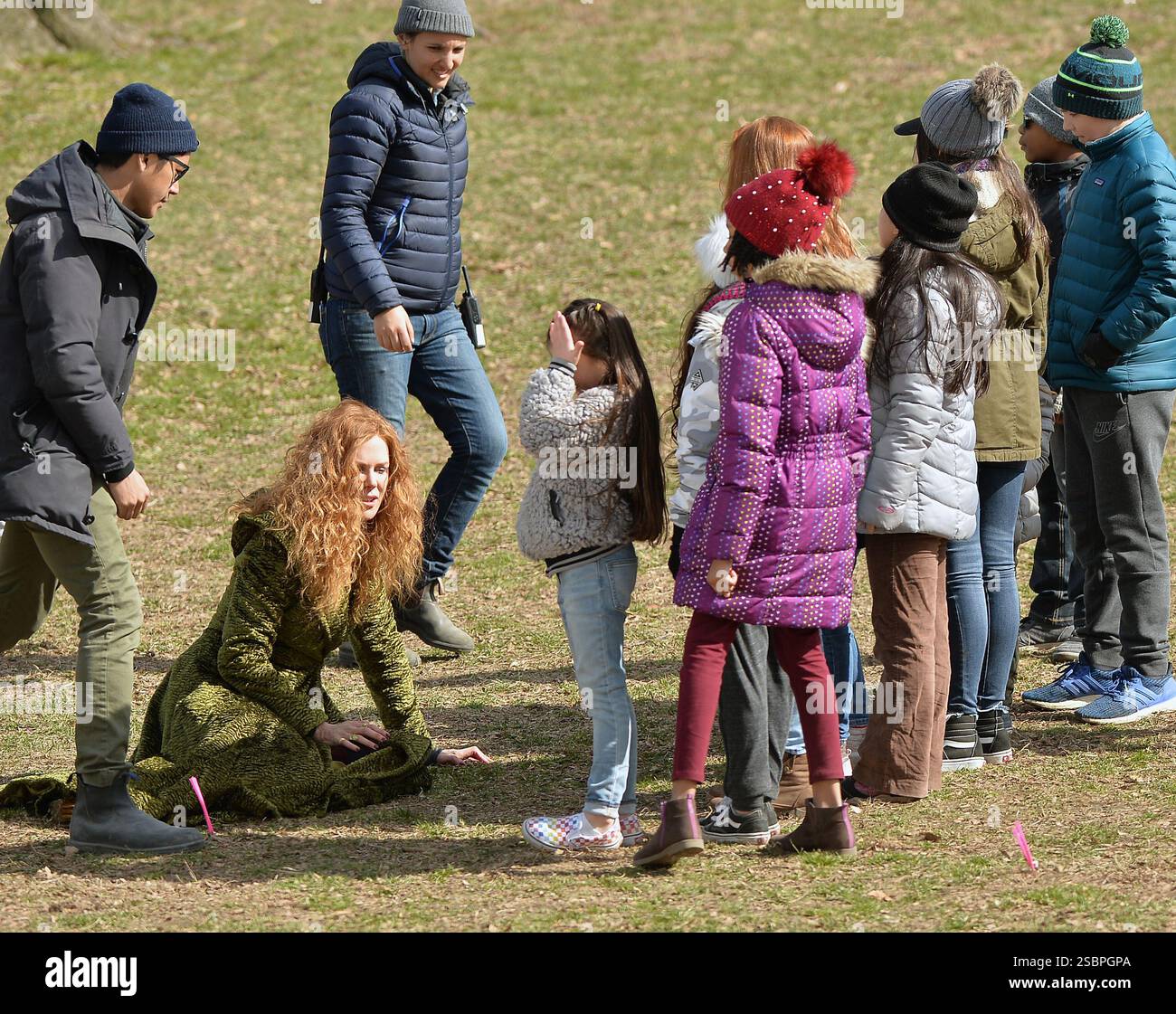 Actor Nicole Kidman shoots a scene in which her character faints on the ...