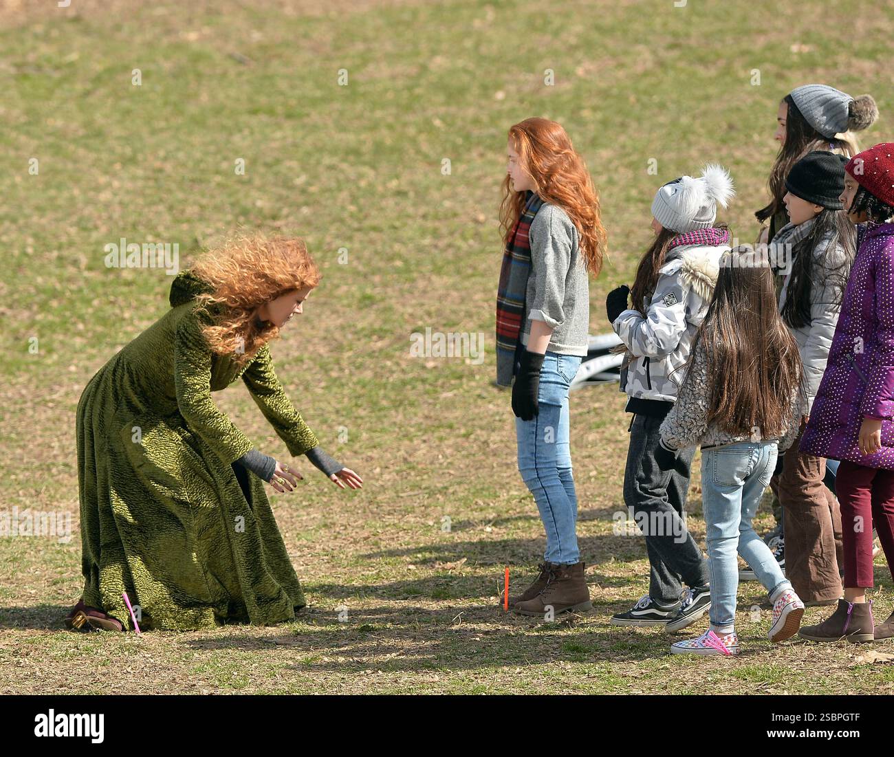 Actor Nicole Kidman shoots a scene in which her character faints on the ...