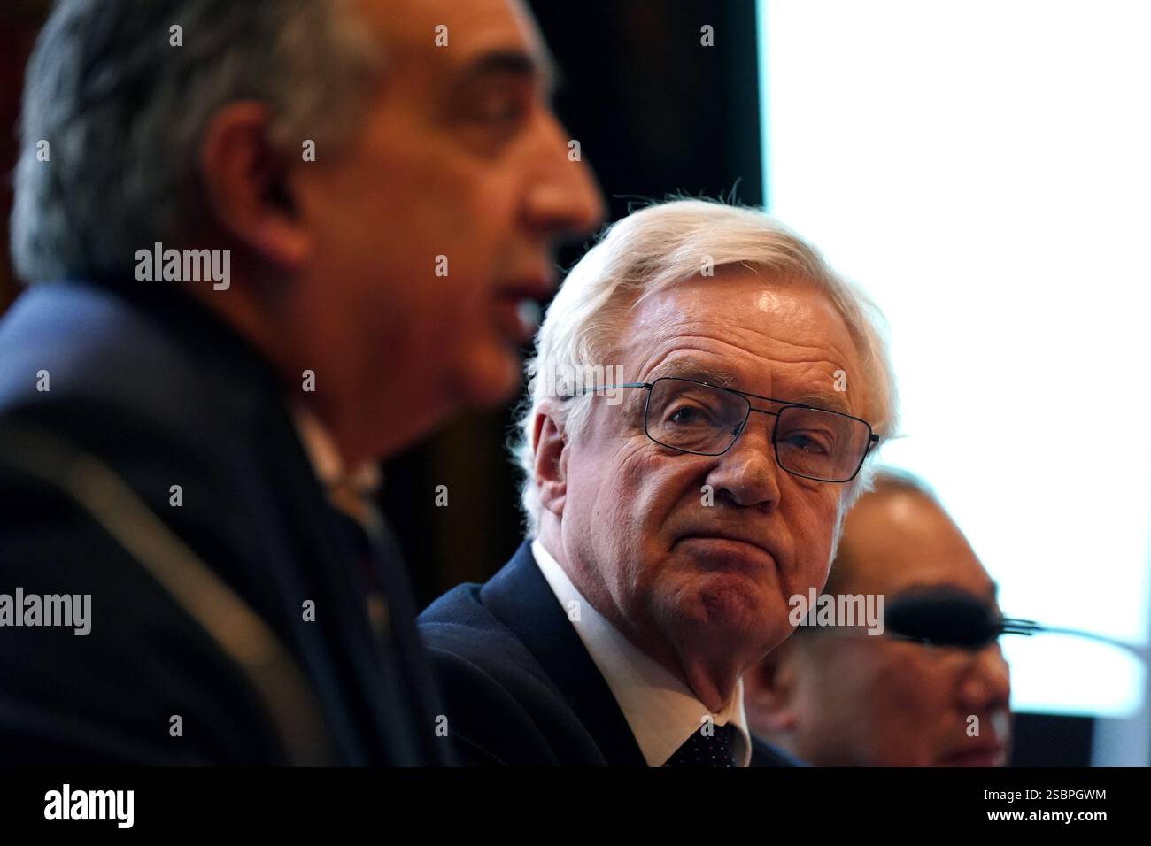 Sir David Davis MP during a press conference at 1 Great George Street ...