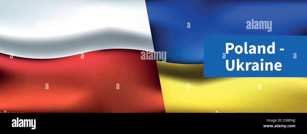Poland - Ukraine diplomatic relationship banner, vector illustration ...