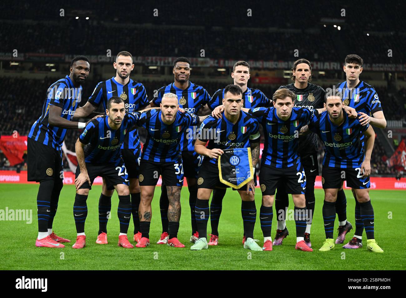Italy. 02nd Feb, 2025. Lineup of FC Inter during the Italian Serie A ...