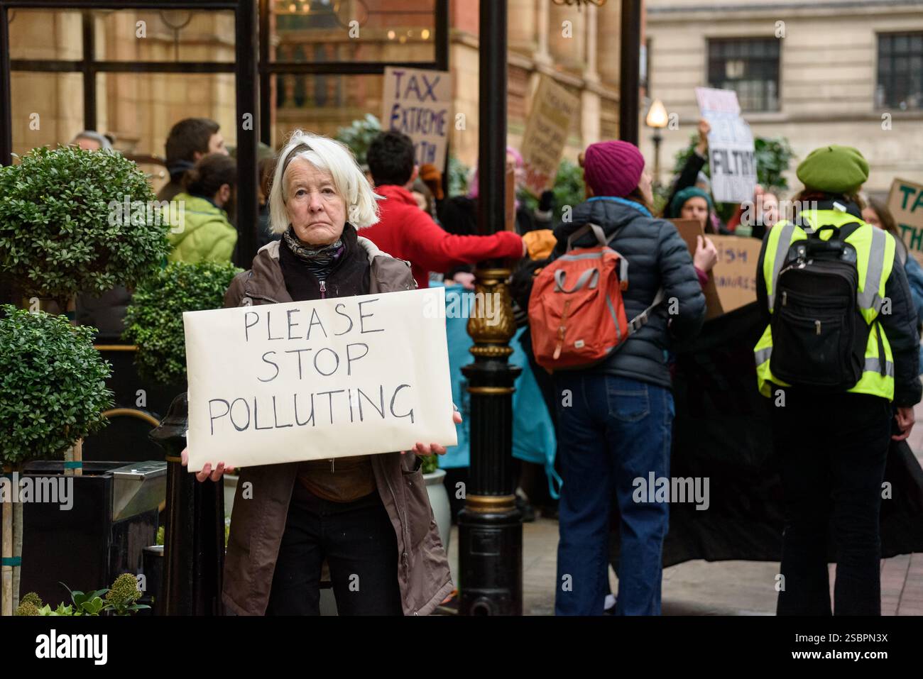 London, UK. 4 February 2025. Activists from ‘Climate Resistance’ launch ...