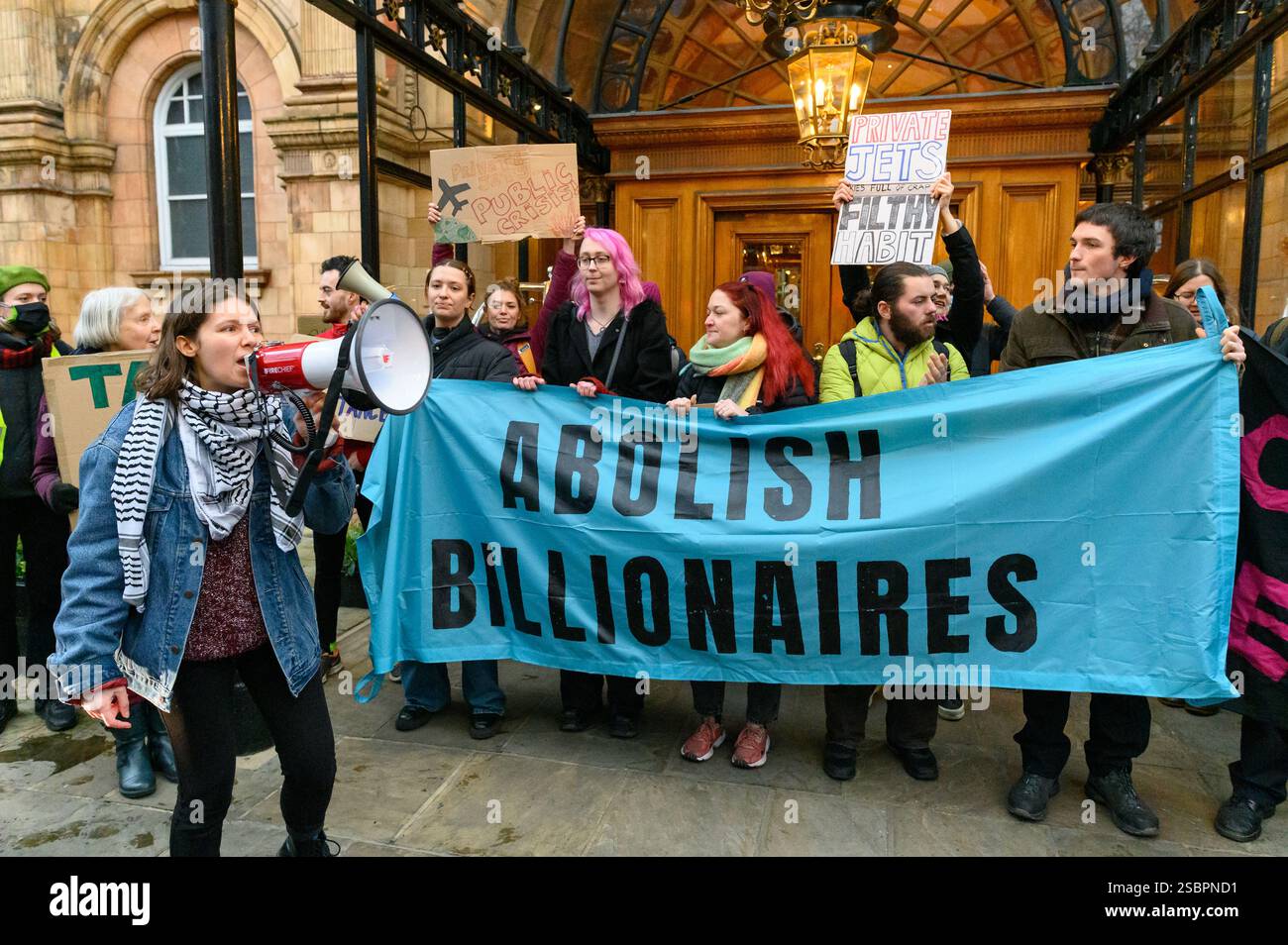 London, UK. 4 February 2025. Activists from ‘Climate Resistance’ launch ...