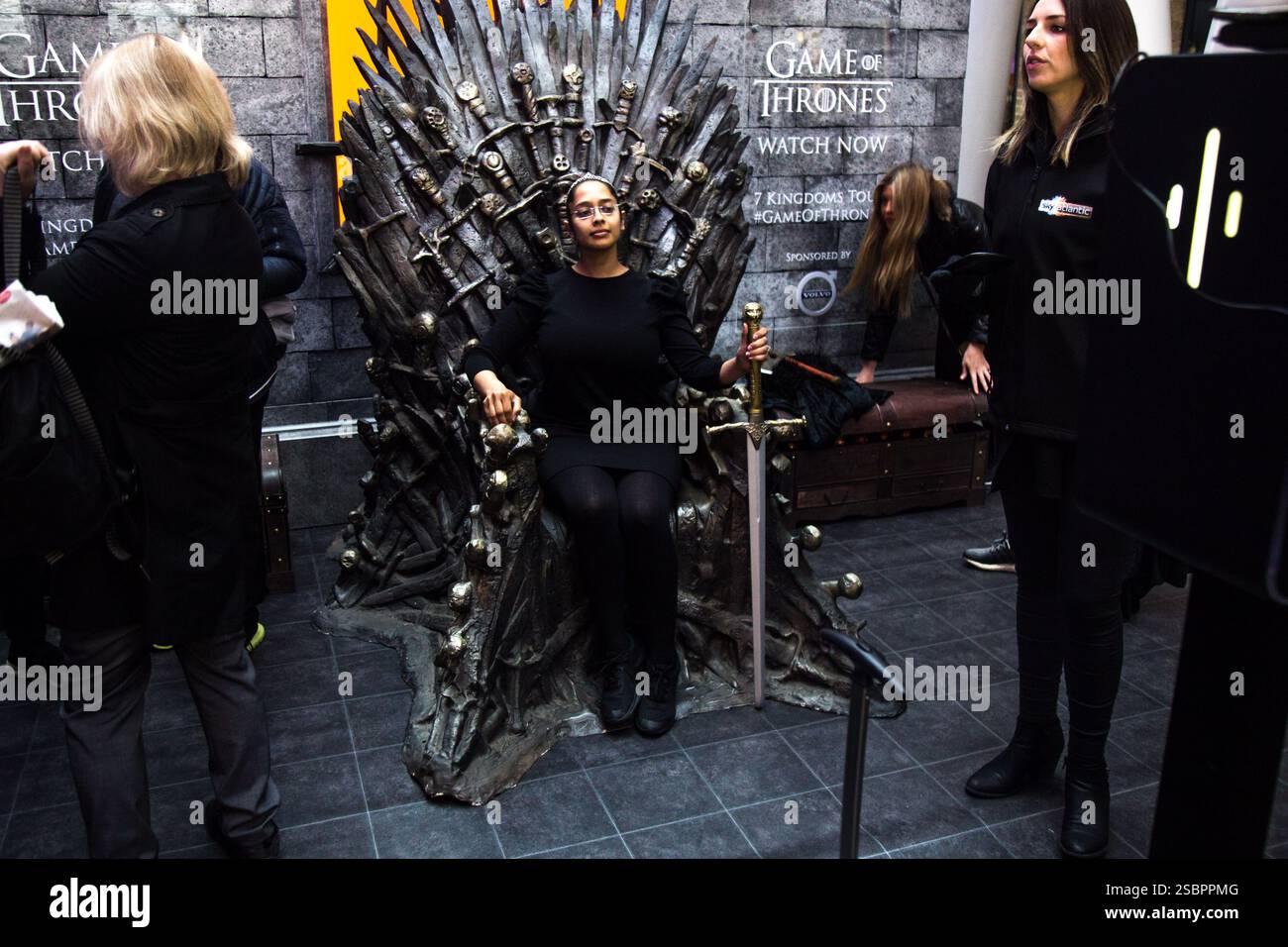 Fans sit on the Iron Throne to pose for Sky Atlantic's Release of the ...