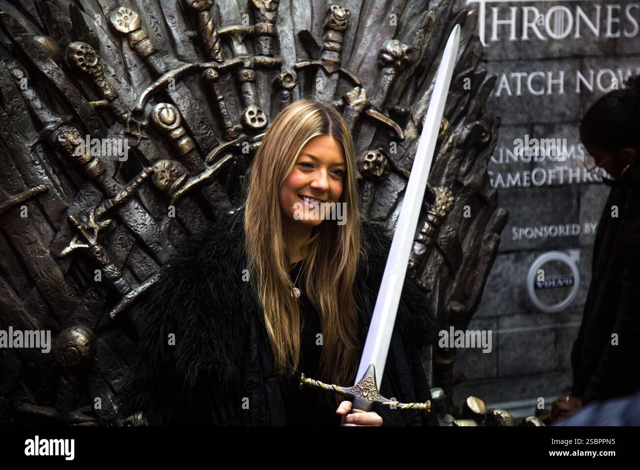Fans sit on the Iron Throne to pose for Sky Atlantic's Release of the ...