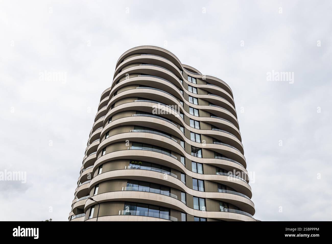 Modern Curved High Rise Building with Sleek Design in London Stock ...
