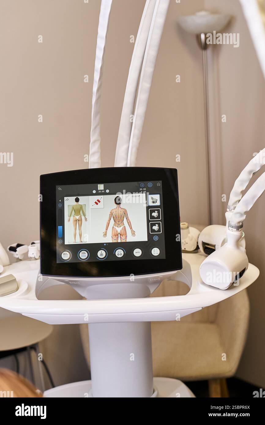 A sleek dermatology device stands ready for skin treatment, showcasing ...