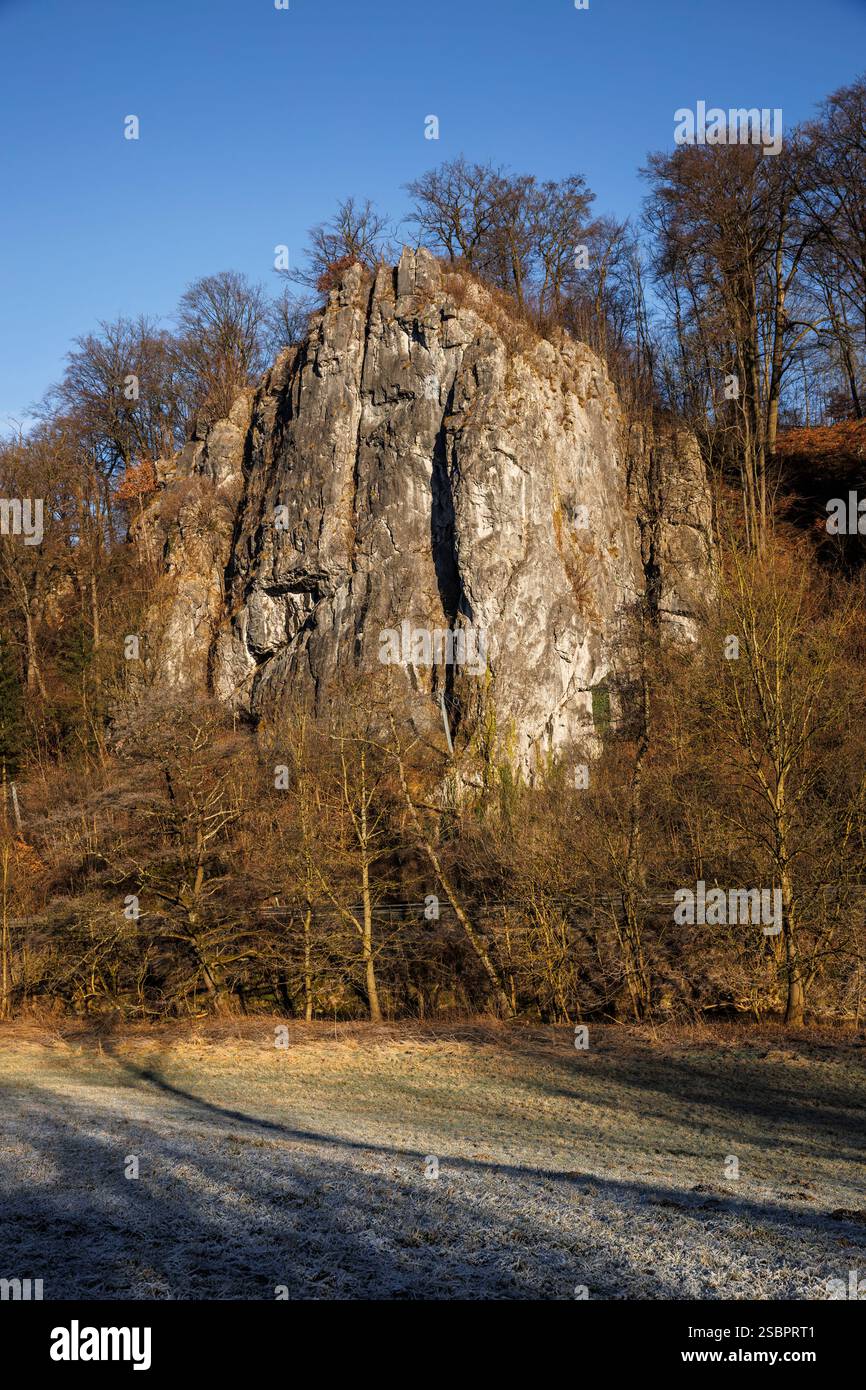 the rock formation Seven Virgins (partial view) in the Hoenne valley ...