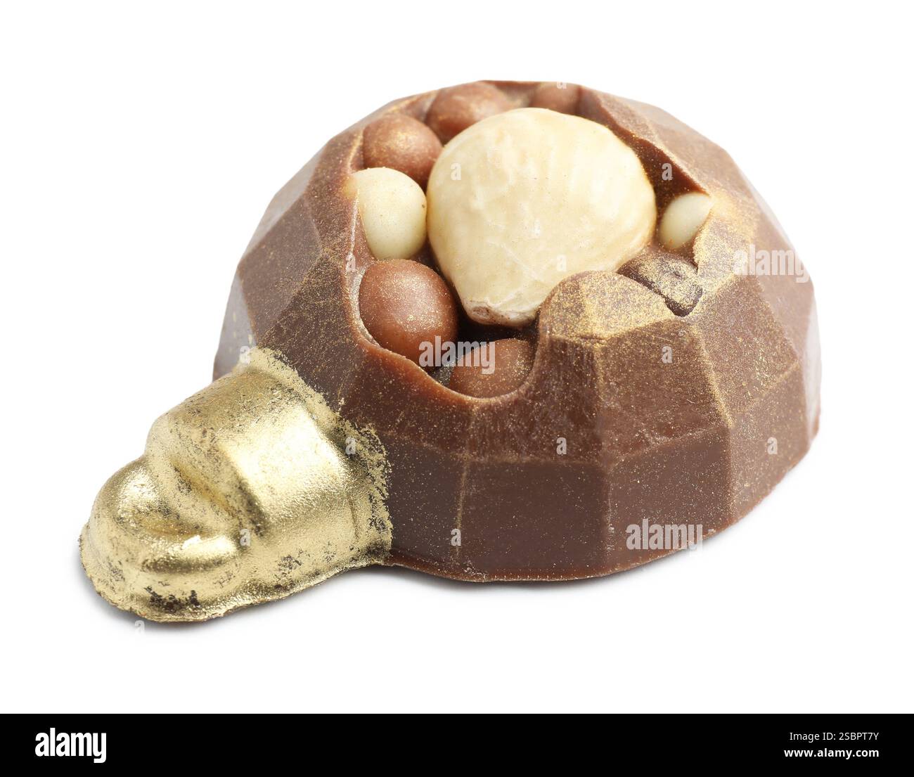 Delicious chocolate in shape of Christmas bauble isolated on white ...