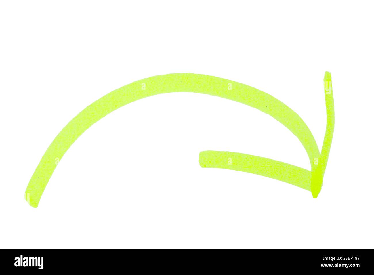 One yellow drawn arrow isolated on white Stock Photo - Alamy