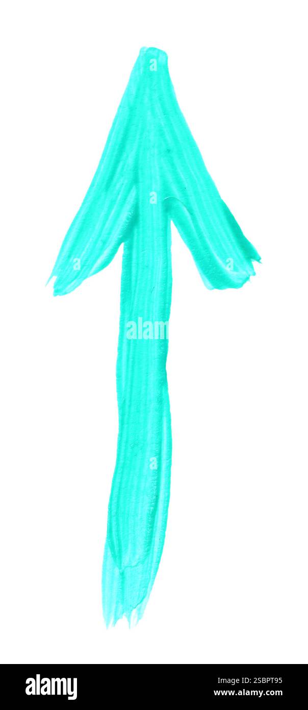 One turquoise drawn arrow isolated on white Stock Photo - Alamy