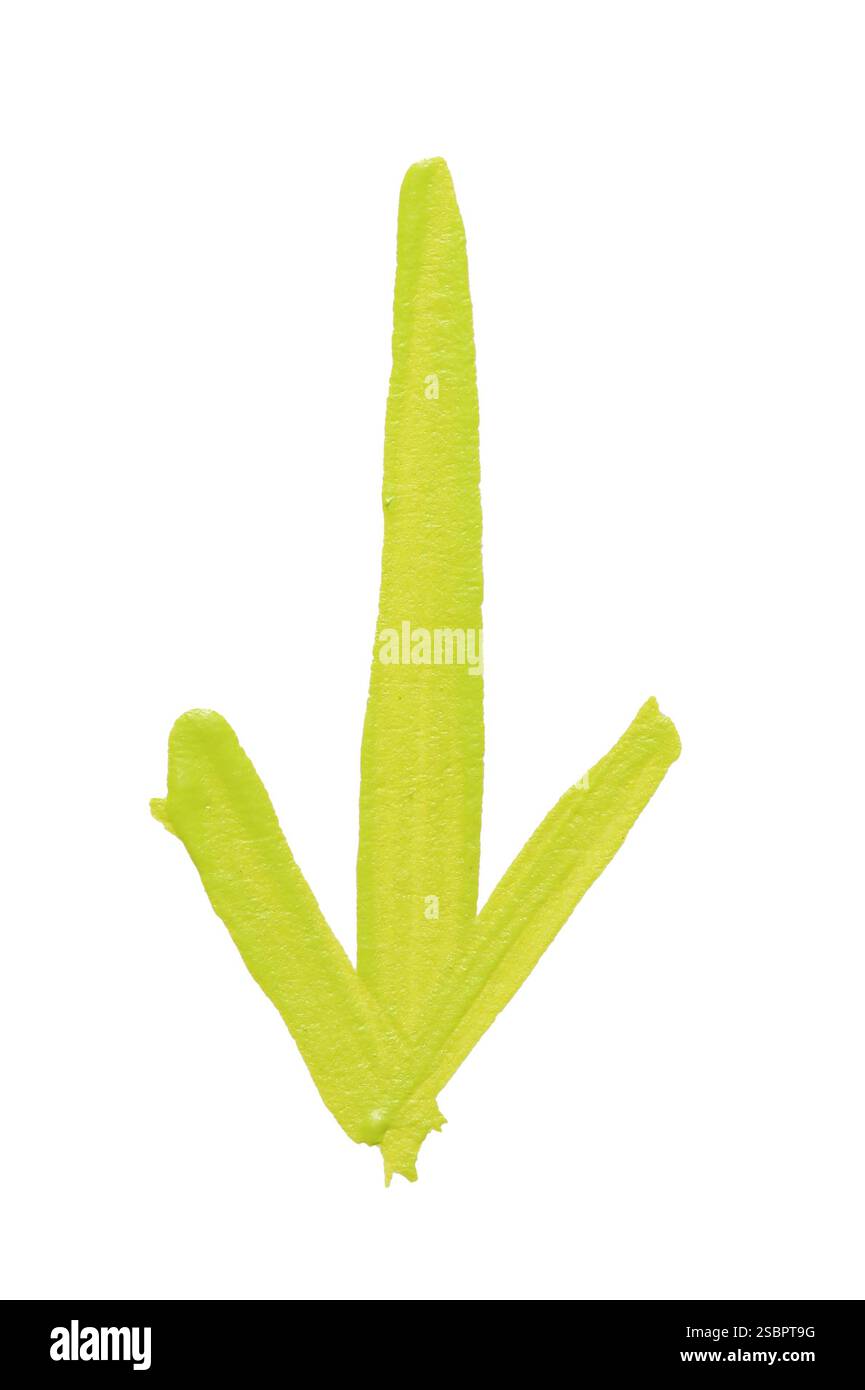 One yellow drawn arrow isolated on white Stock Photo - Alamy