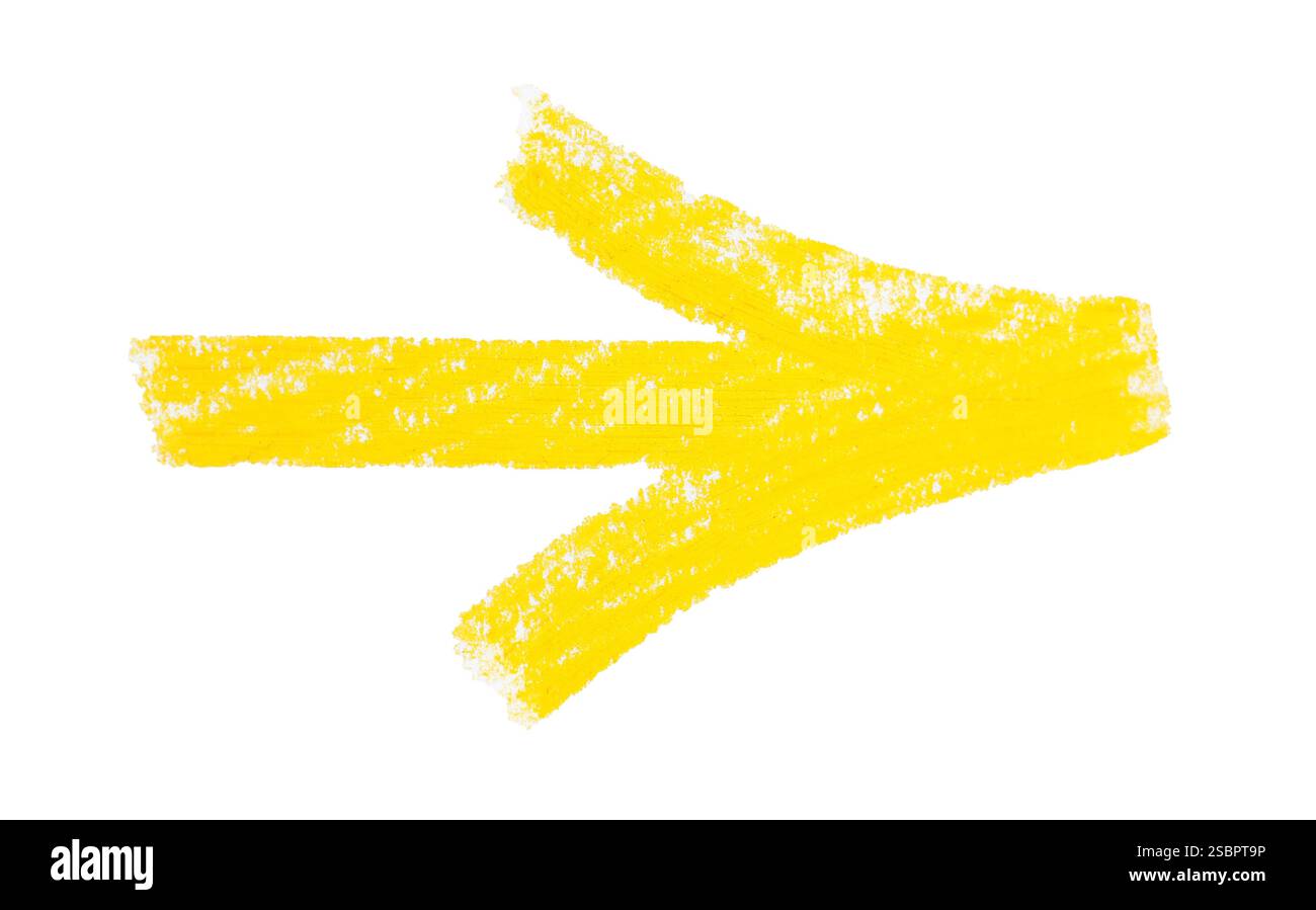 One yellow drawn arrow isolated on white Stock Photo - Alamy