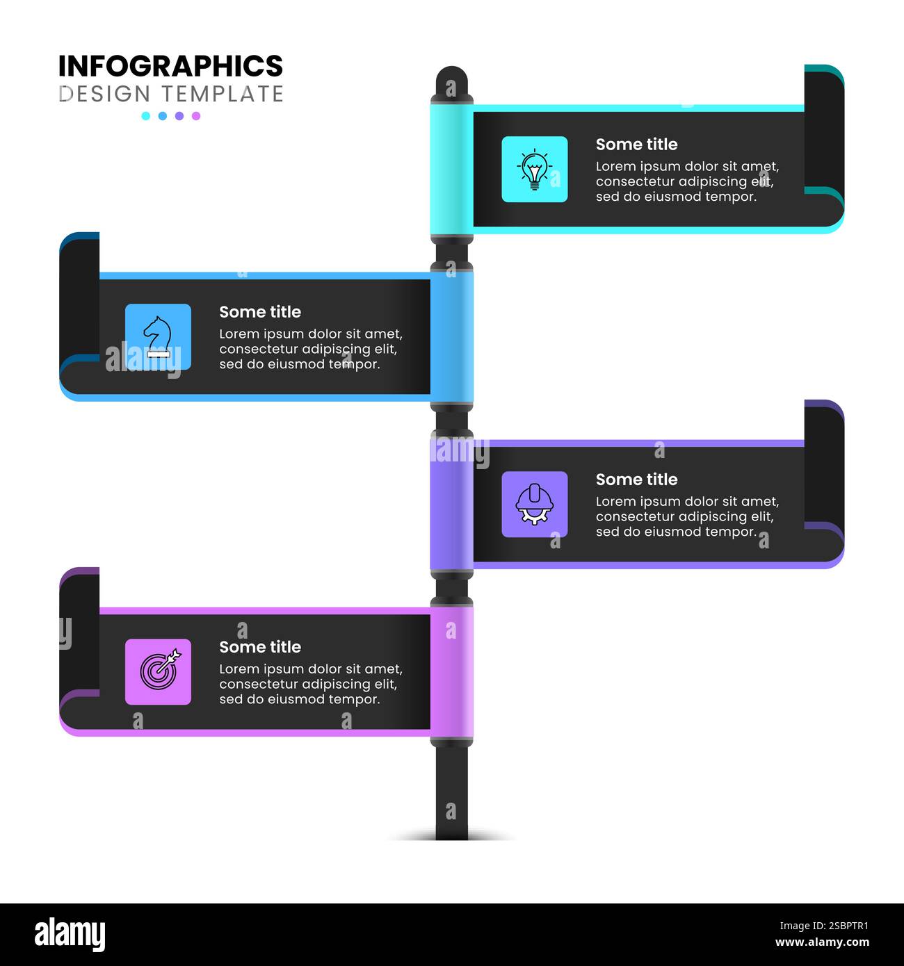 Infographic template with icons and 4 options or steps. Signpost. Can ...