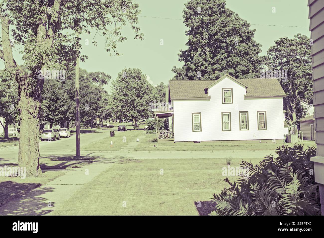 Street scene with old house in a working class neighborhood of ...