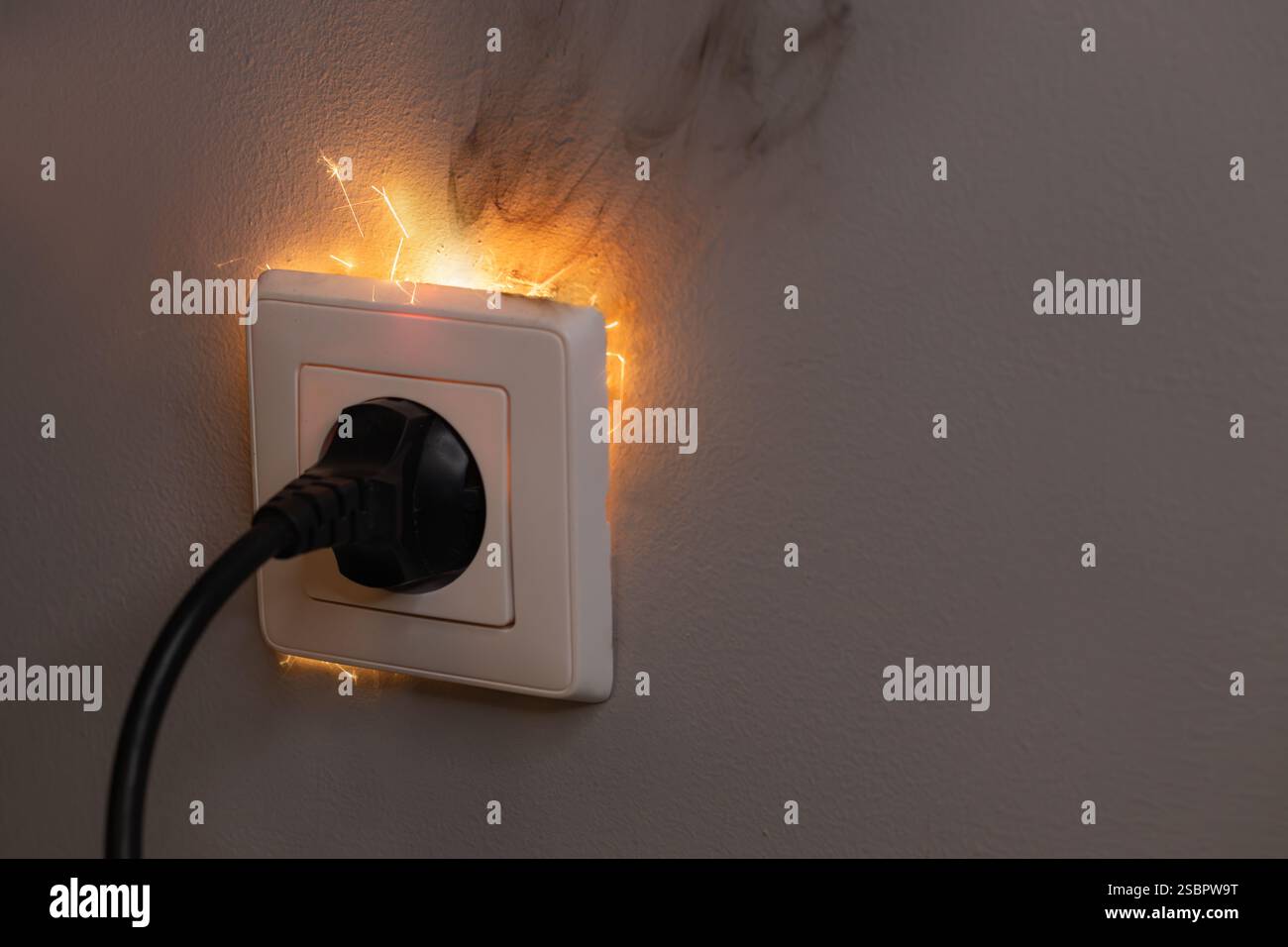 Electrical Short Circuit Causing Sparks and Fire Stock Photo - Alamy