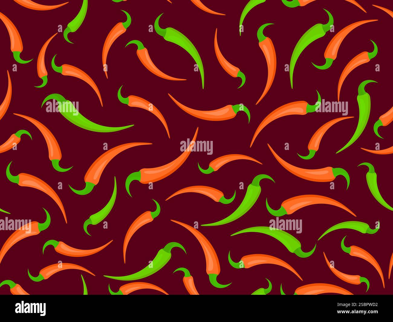 Red chili peppers seamless pattern. Hot chili pepper. Spicy spice for ...