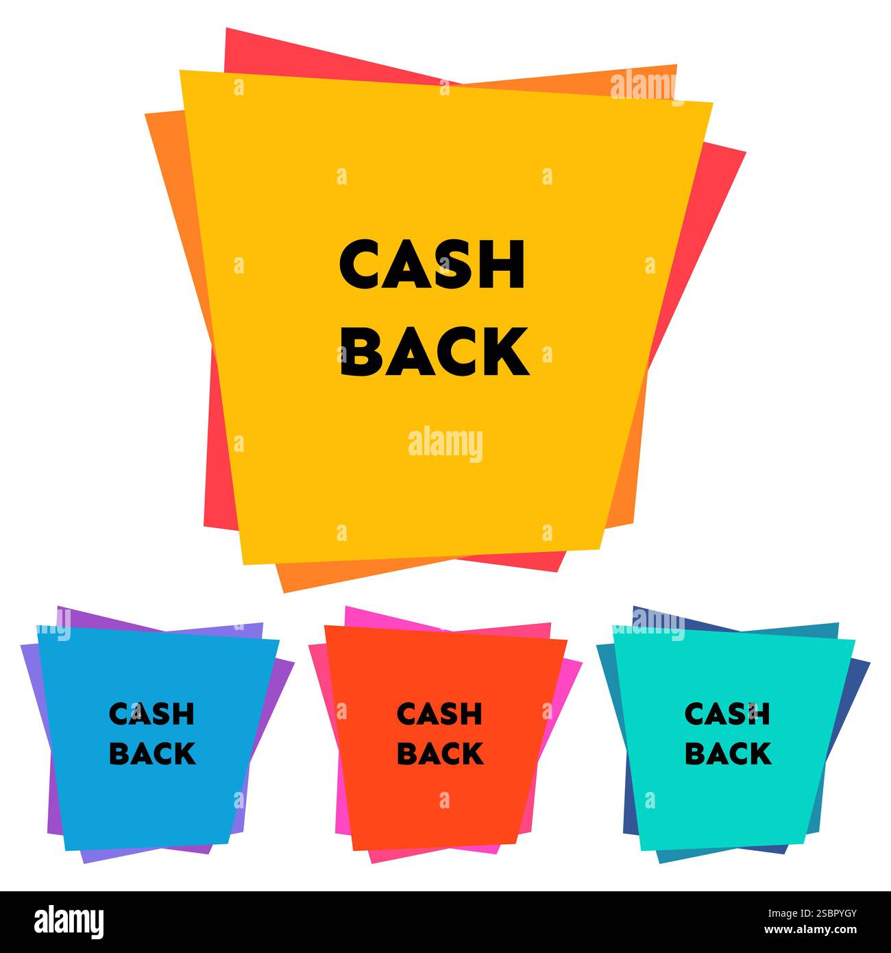 Set of four cash back stickers with abstract colorful geometric forms ...