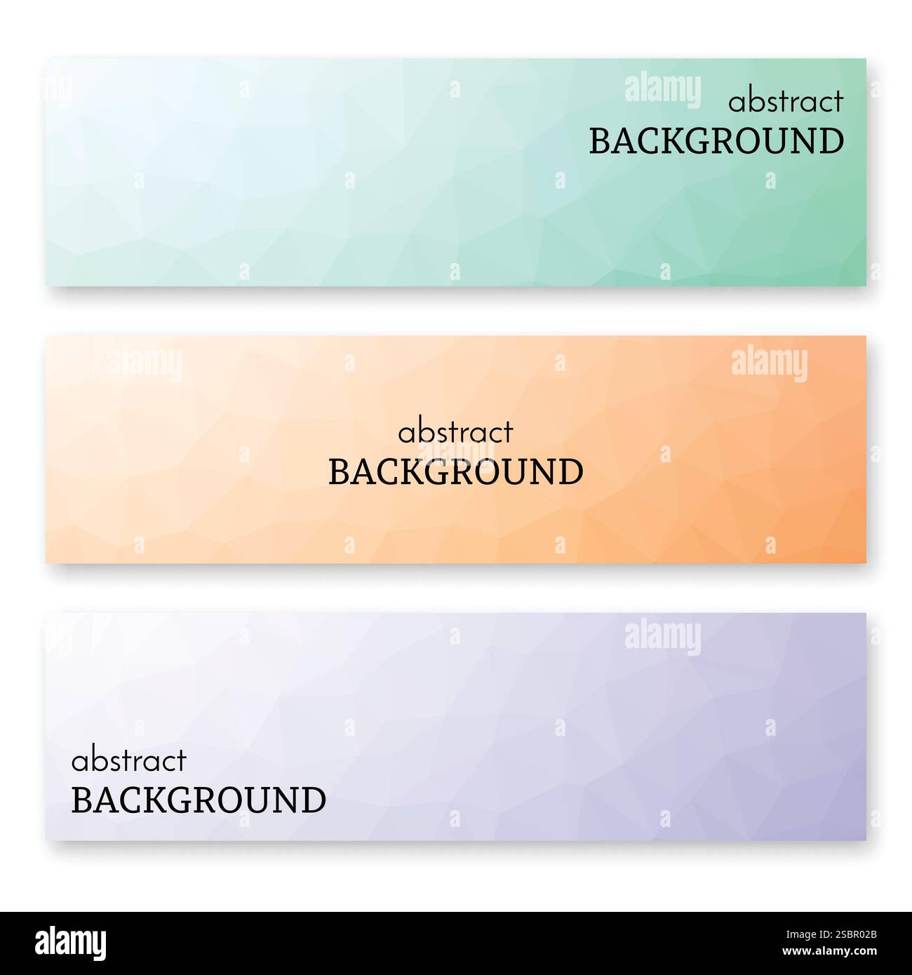 Set of three multi colored banners in low poly art style. Background ...