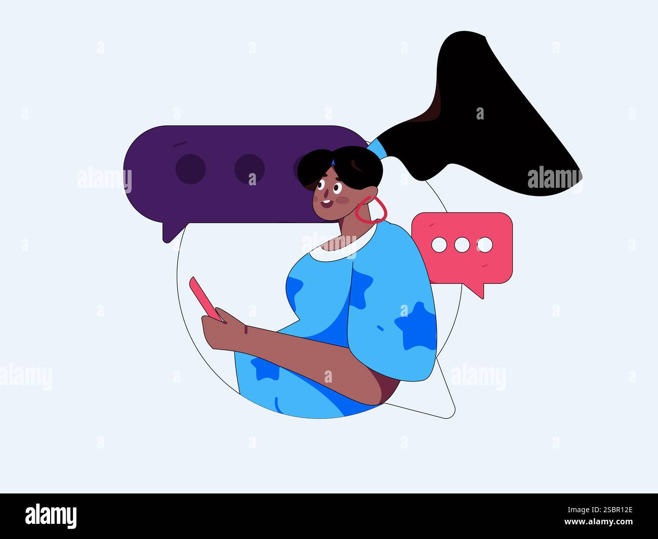 Virtual characters social communication concept business flat vector ...