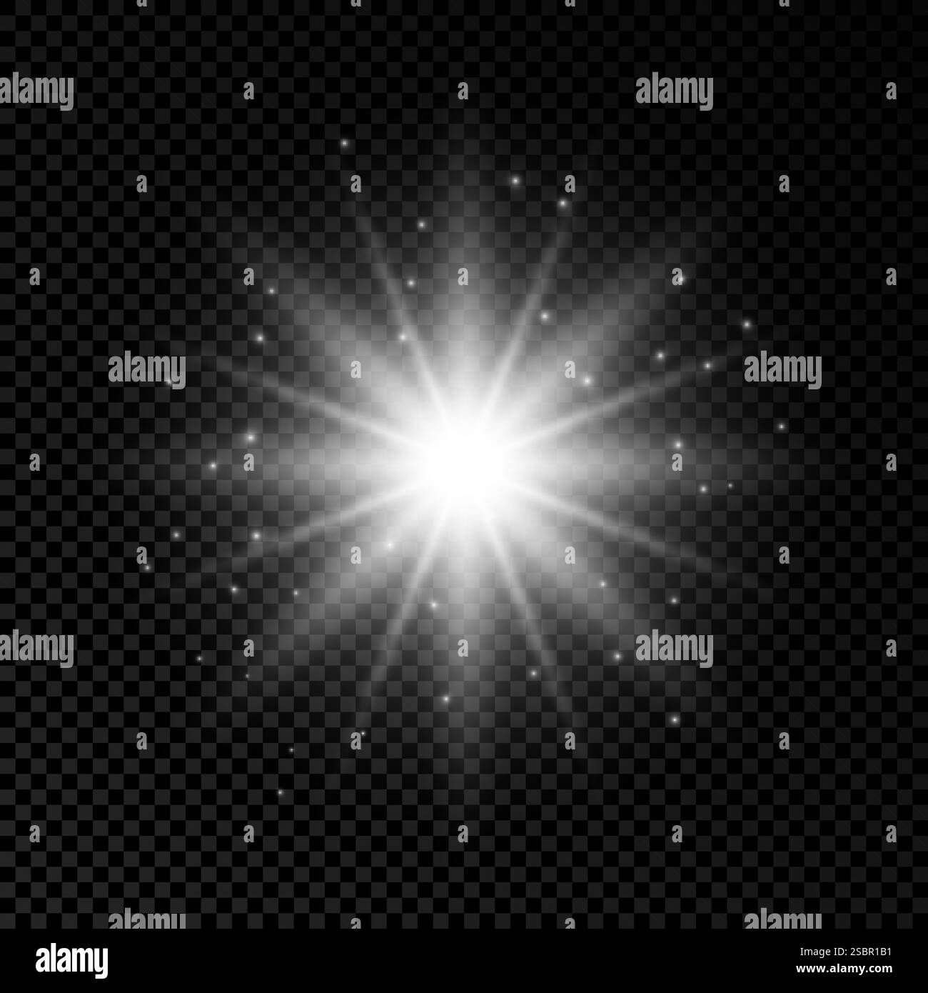 Light effect of lens flares. White glowing lights starburst effects with sparkles on a ...