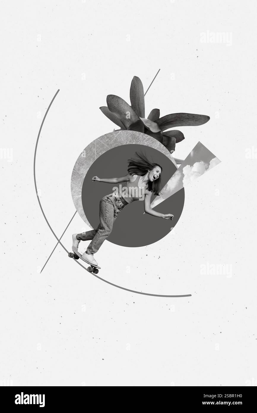 Vertical creative photo collage illustration of optimistic positive ...