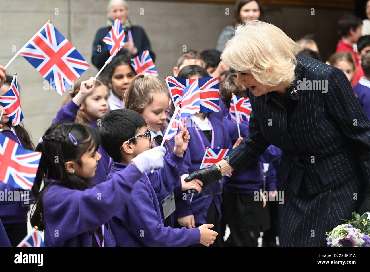 Queen Camilla during a visit to Mulberry Academy London Dock, east ...