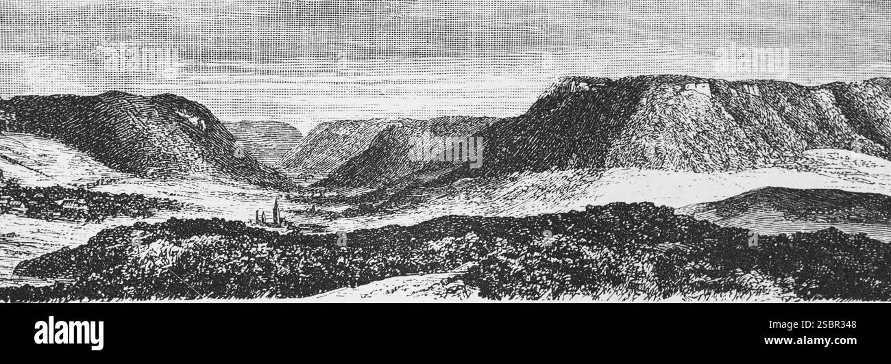 North view of the low mountain range of the Swabian Alb or Swabian Jura ...