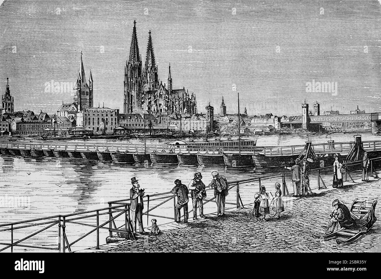 BLick across the Rein to Cologne Cathedral and Great St Martin's Church ...