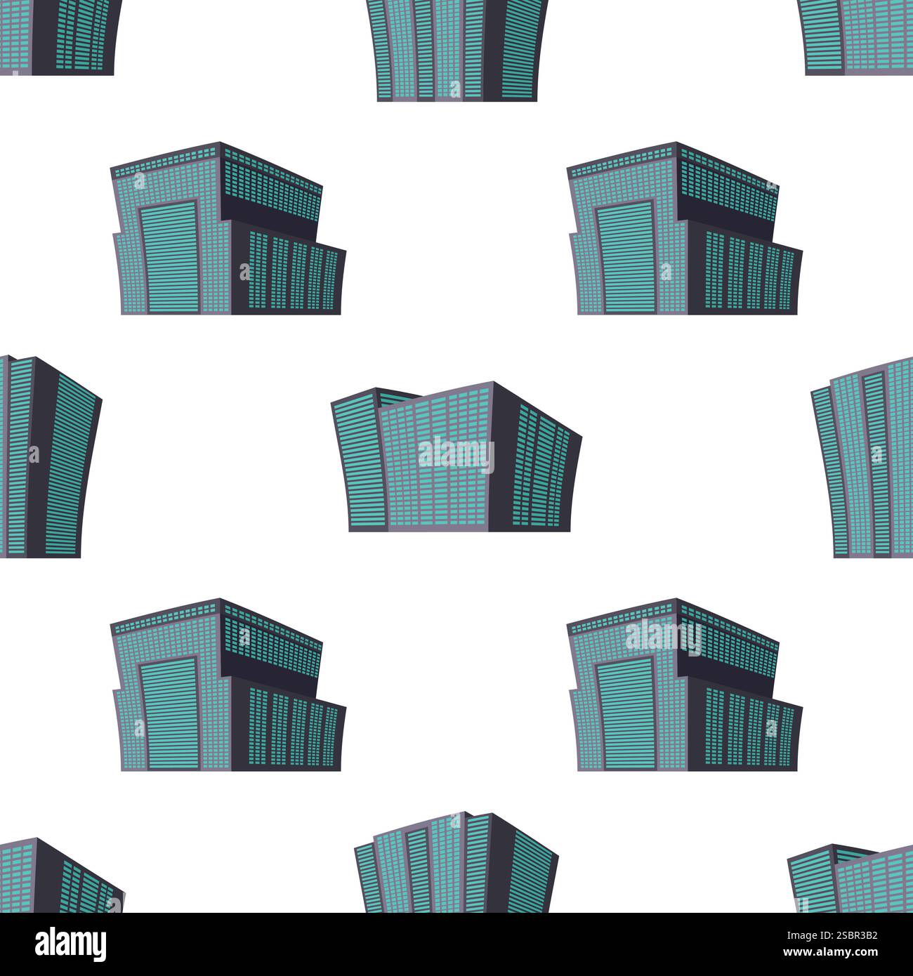 Seamless Pattern with modern isometric building on a white background ...