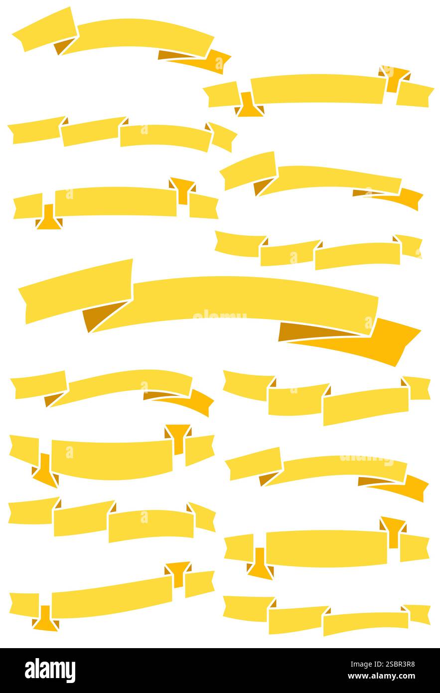 Set of fifteen yellow cartoon ribbons and banners for web design. Great ...