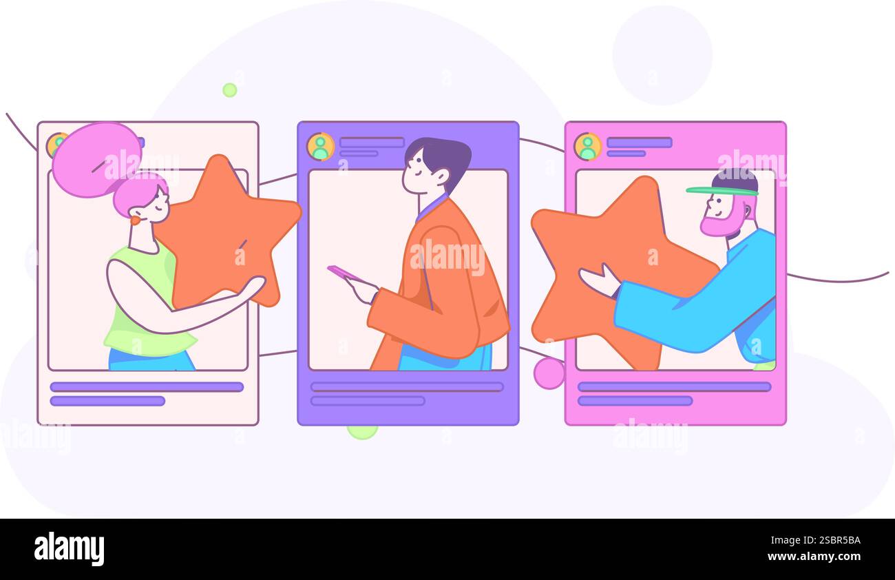 Virtual characters social communication concept business flat vector ...