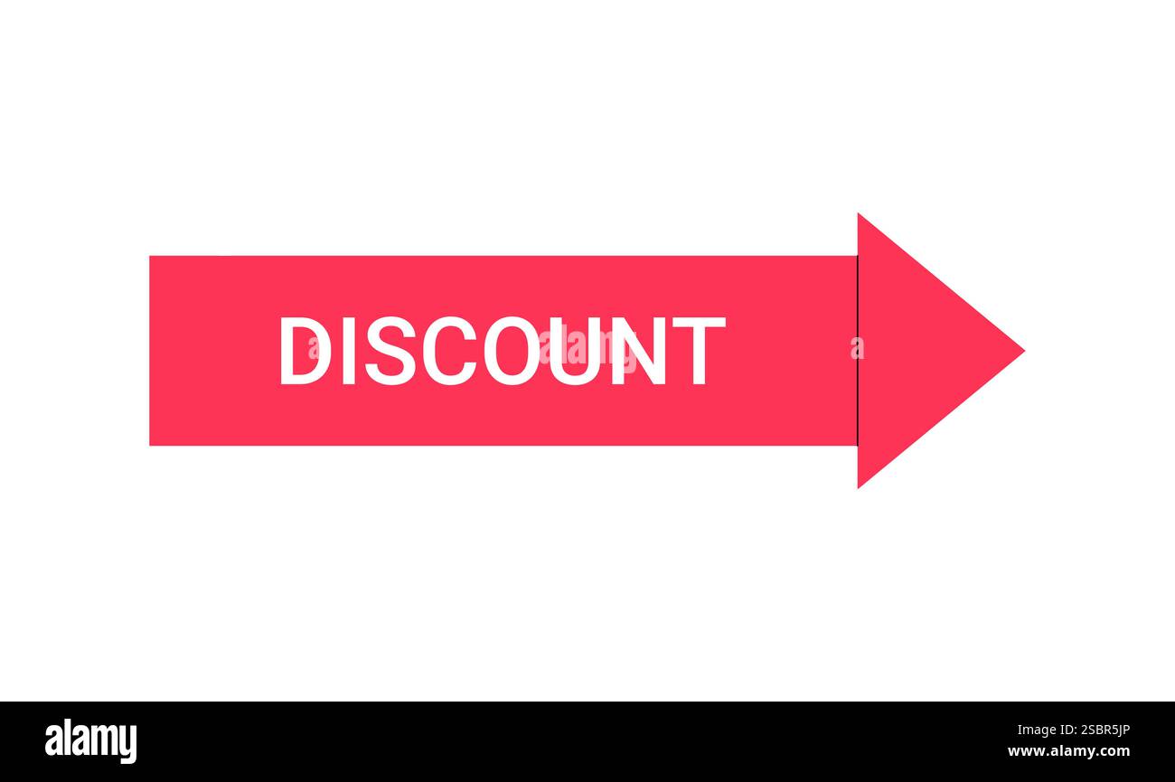 Red Discount Arrow Sign In Flat Vector Illustration Symbolizing Sales ...