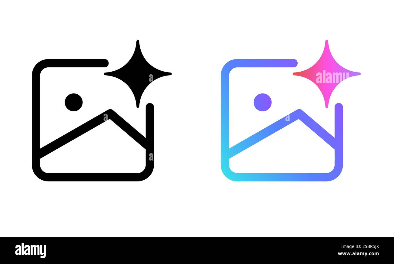 generate image AI photo generator artificial intelligence icon symbol of generative button icon ...