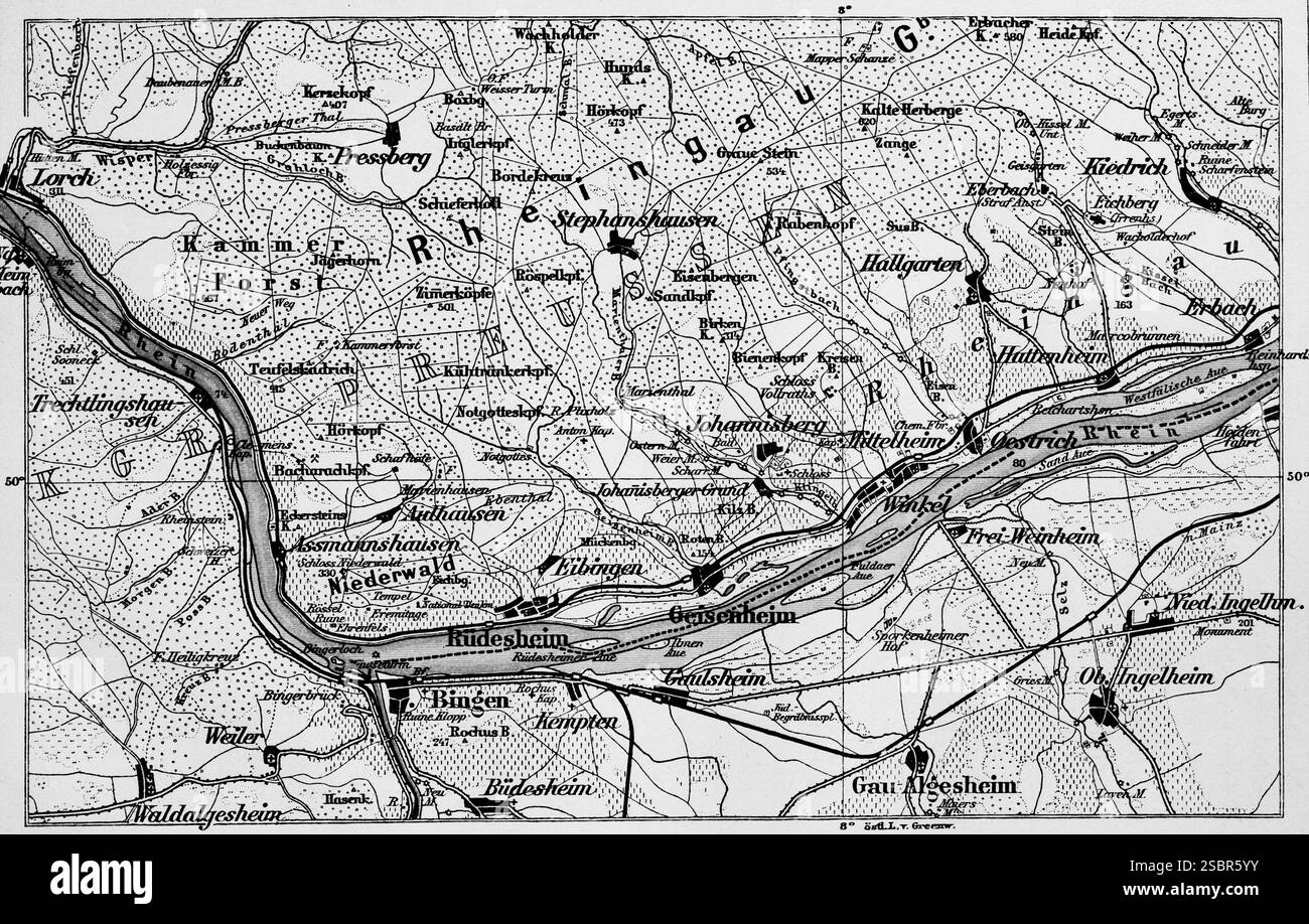 Map illustration depicting railway Black and White Stock Photos ...