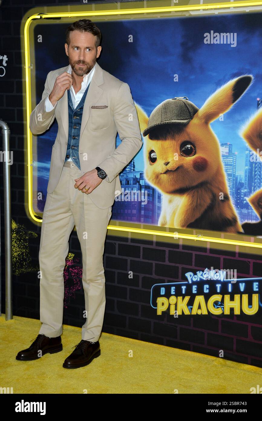 Ryan Reynolds arriving to the 'Pokemon Detective Pikachu' film premiere ...
