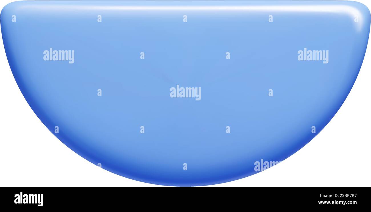 Blue 3d callout banner in semicircle shape with smooth edges. Vector ...