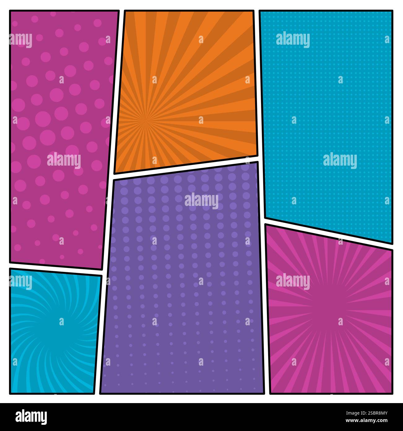 Colorful comic book page background in pop art style. Empty template ...
