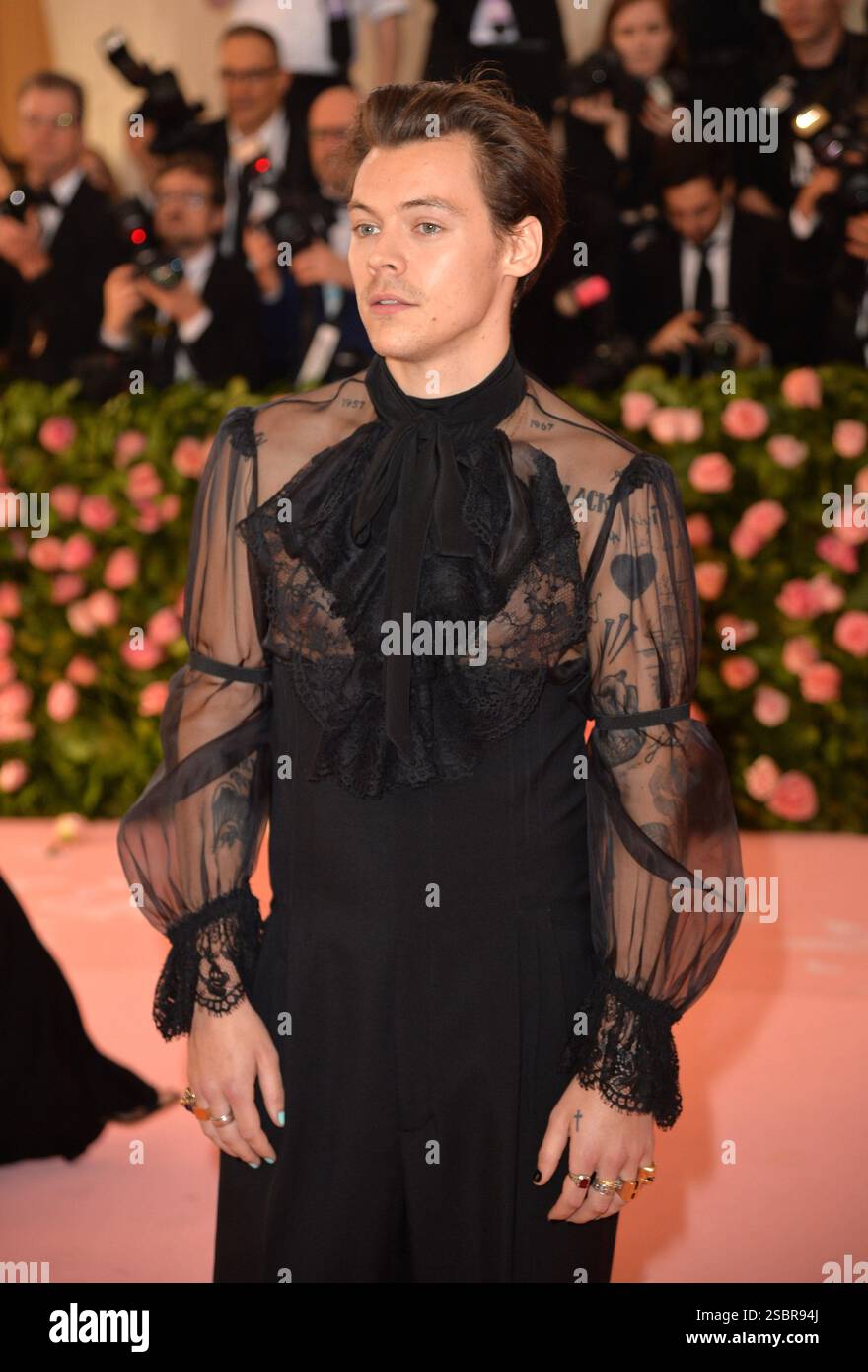 Harry Styles arriving at the 2019 Met Gala Celebrating Camp: Notes on ...