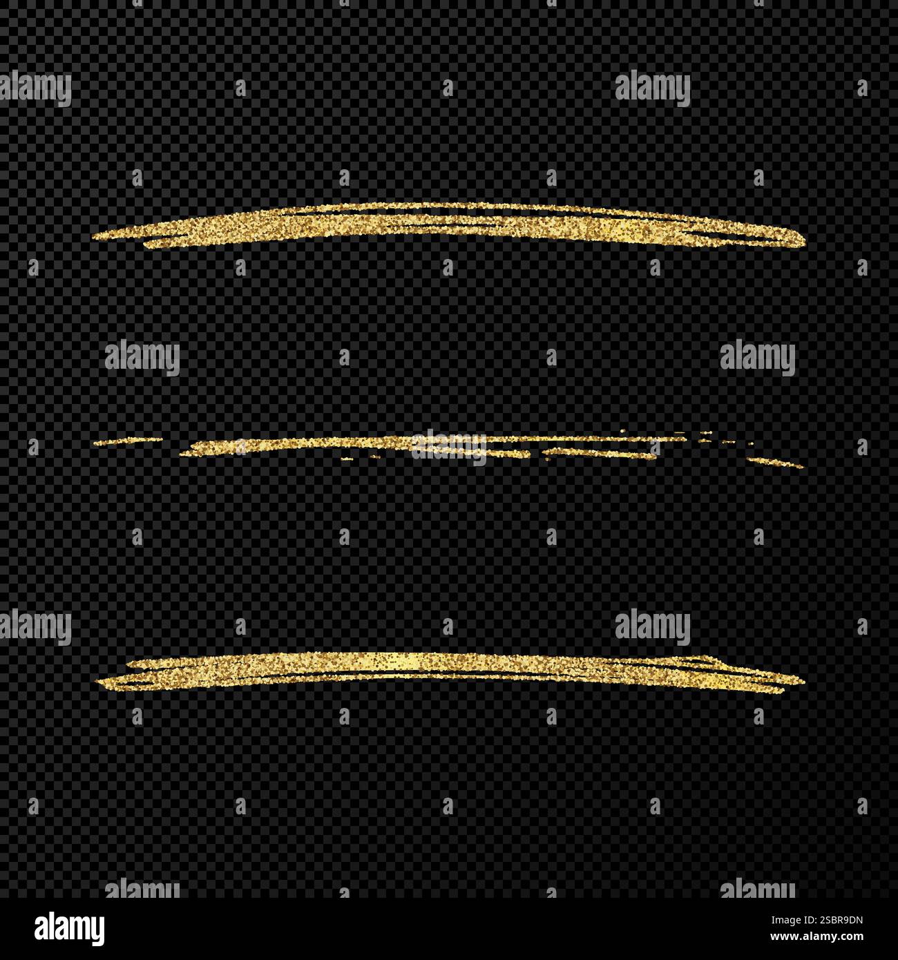 Abstract shiny confetti glittering waves. Set of three hand drawn brush ...