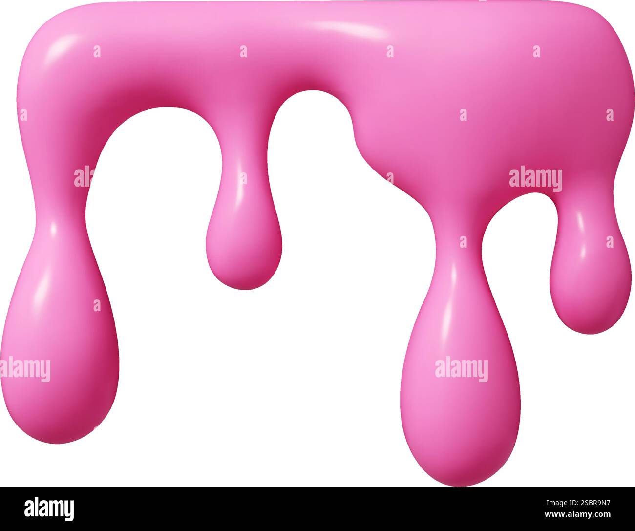 Flowing pink liquid 3d vector shape with dripping abstract blobs and ...