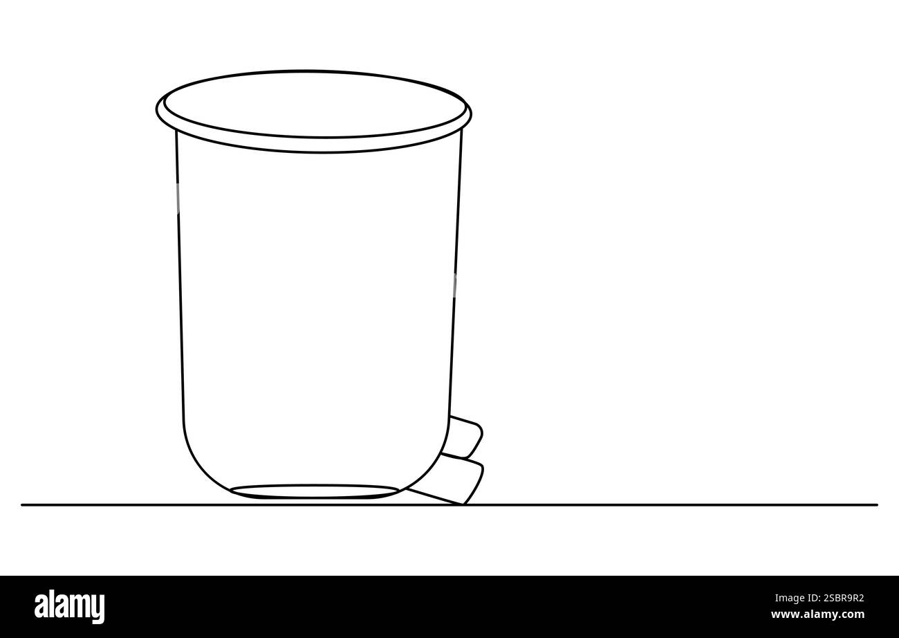 one line drawing trash bin clean environment vector, One continuous ...