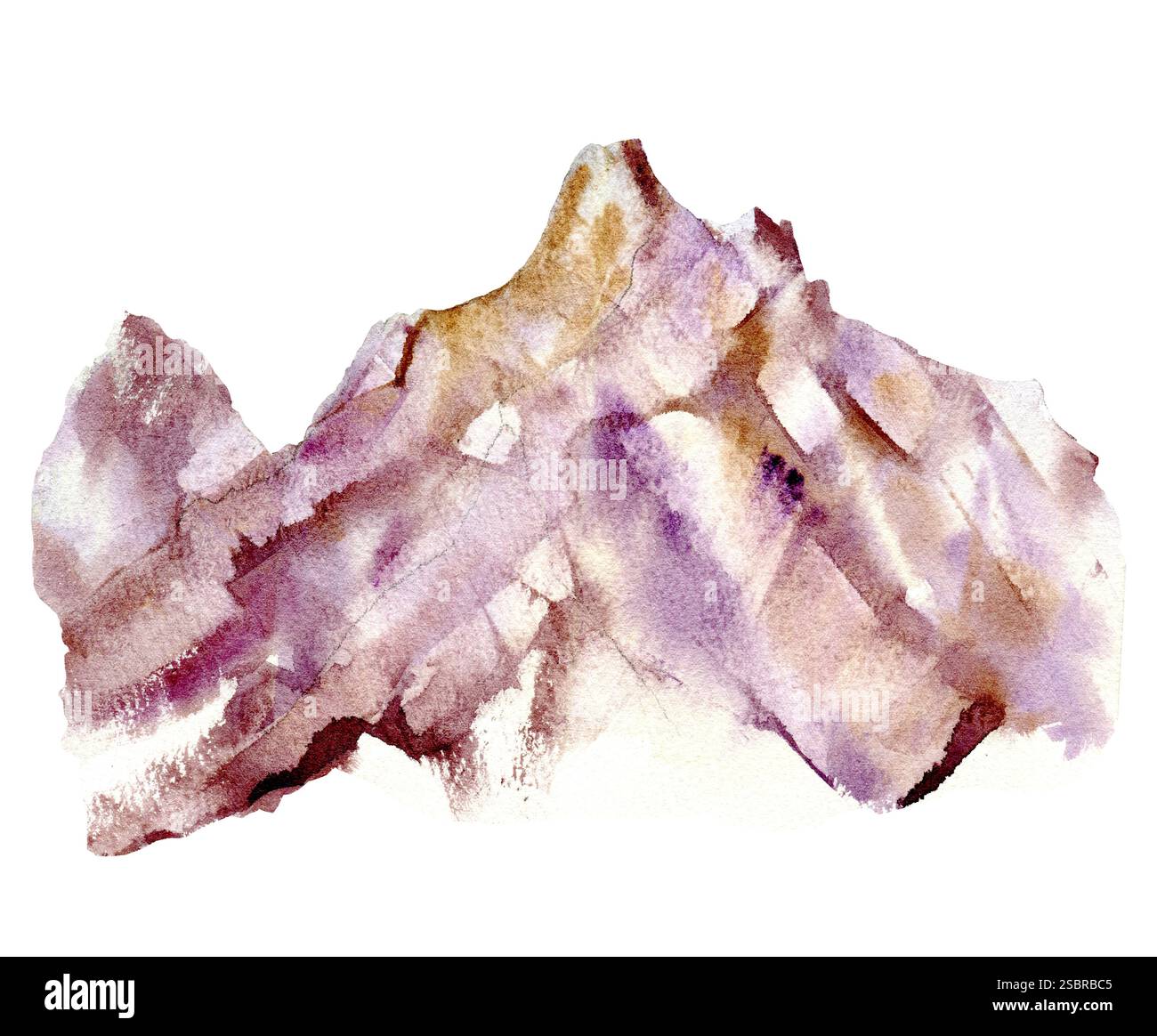mountains in snow big, side view on white background. Hand drawn with ...