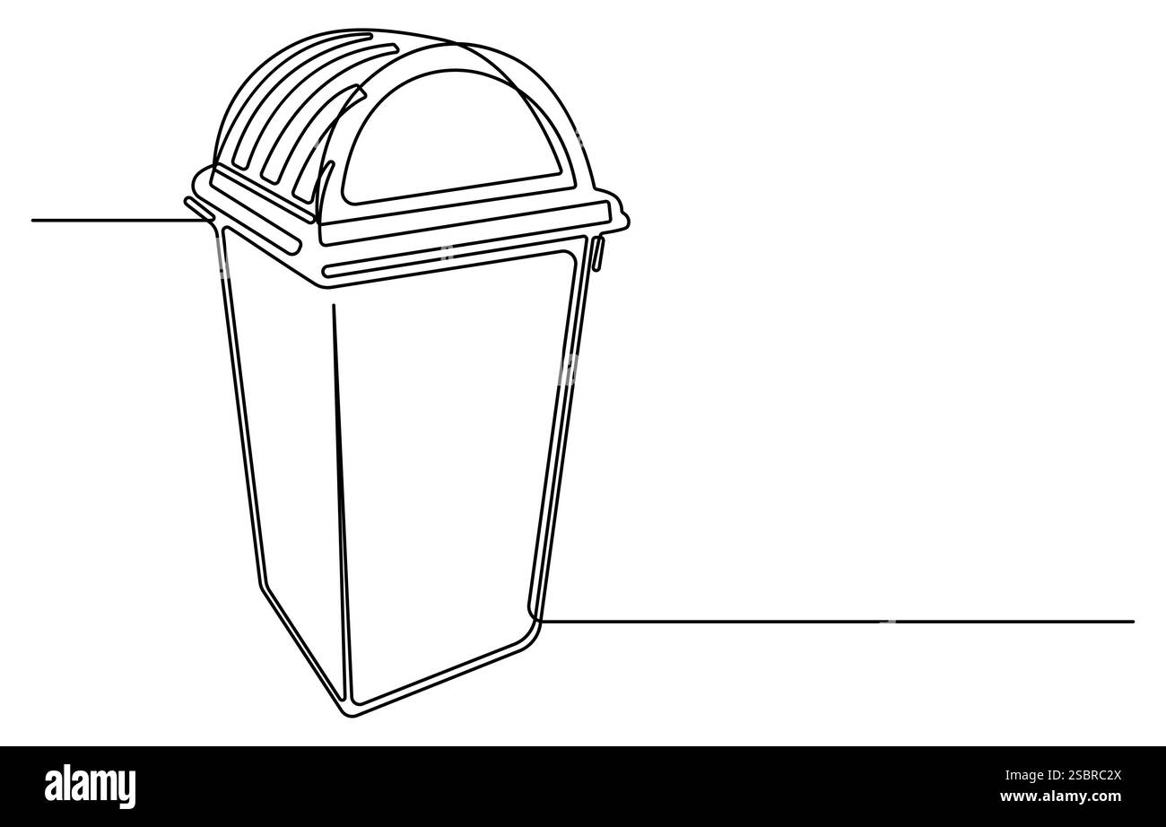 one line drawing trash bin clean environment vector, One continuous ...