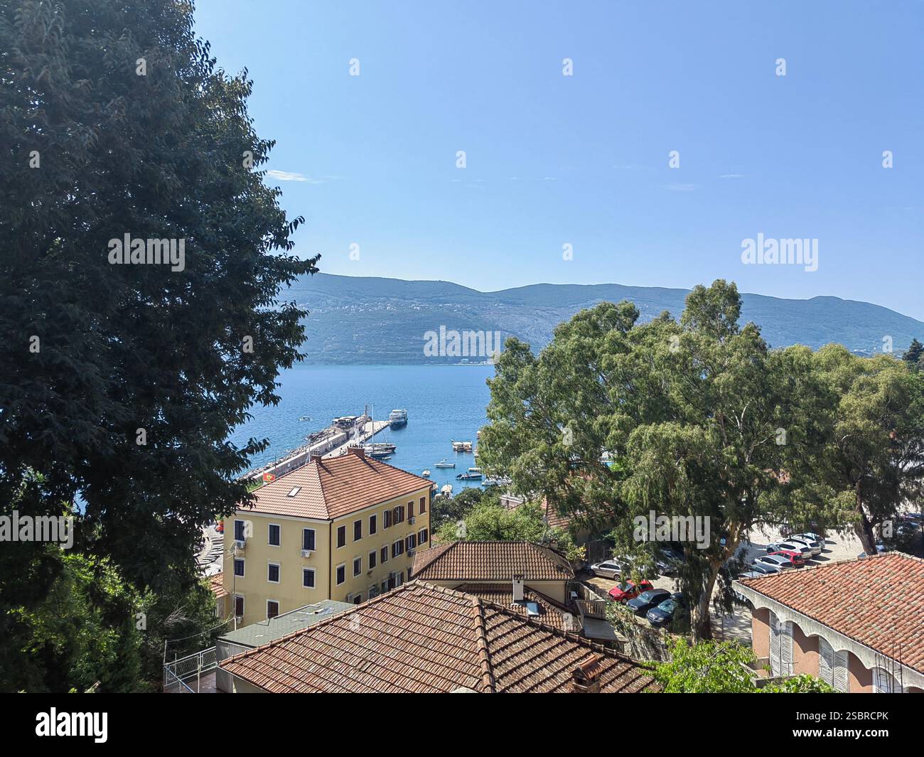 A cozy little town in the south of Montenegro, sea view and tiled roofs ...